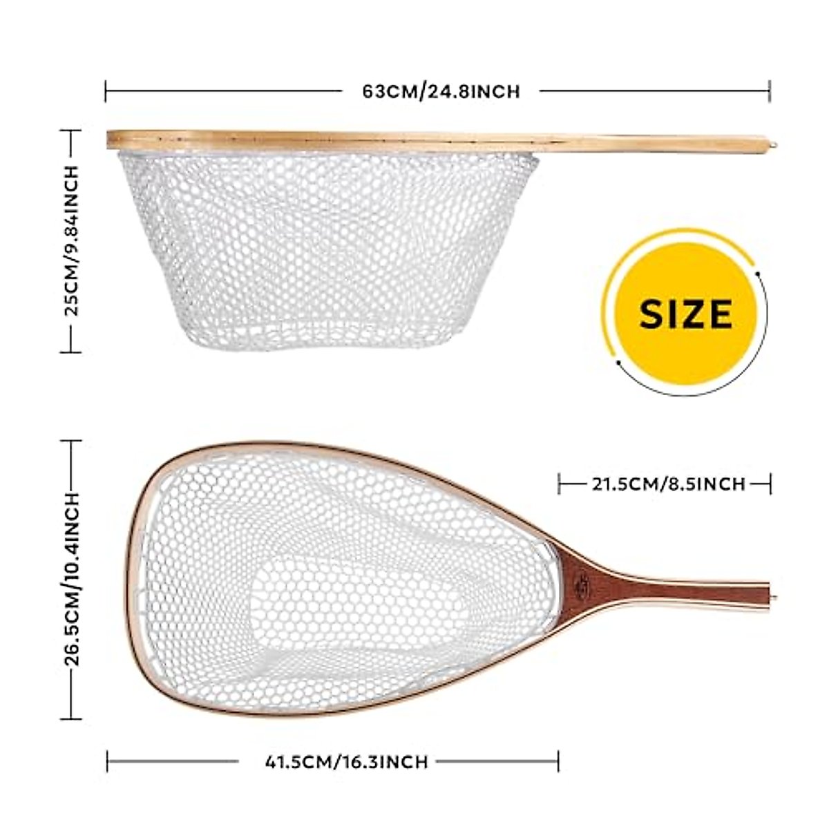SF Fly Fishing Landing Soft Rubber Mesh Trout Catch and Release Net with Black Magnetic Net Release Combo Kit (Clear A Combo Small Holes)