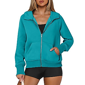 ANRABESS Womens Cropped Zip Up Hoodies Fleece Sweatshirts Zipper Jackets Hooded Pullover Sweaters 2024 Teens Preppy Clothes Medium
