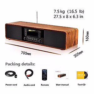 KEiiD CD Player for Home with Bluetooth Stereo System Wooden Desktop Speakers FM Radio USB SD AUX Remote Control, 28 Inch Long 20 Pounds Weight