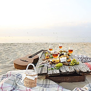 IMIKEYA Wicker Storage Basket Rattan Handbags Straw Flower Girl Basket Rustic Wedding Ring Bearer with Pearl Handle Summer Beach Tote Bag for Summer Photo Prop Wicker Hamper