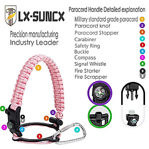 LX-SUNCX Paracord Handle and Silicone Sleeve Boot Compatible with Hydro Flask Wide Mouth Water Bottle (Pearly pink/pink, 32oz-40oz)