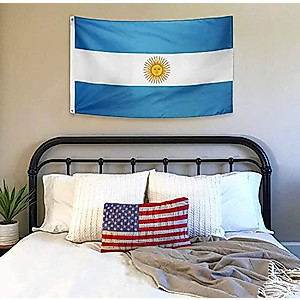 DANF Argentina Flag 3x5 Foot Polyester Argentinian National Flags Polyester with Brass Grommets 3 X 5 Ft