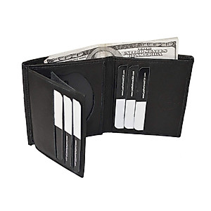 Bi-Fold Badge Holder Wallet, Shield Badge Style with ID window 100% Genuine Leather