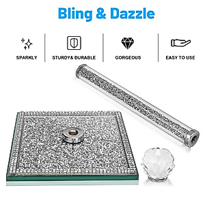 Qiuhome Crystal Paper Towel Holder Countertop Bling Silver Paper Towel Holder Stand