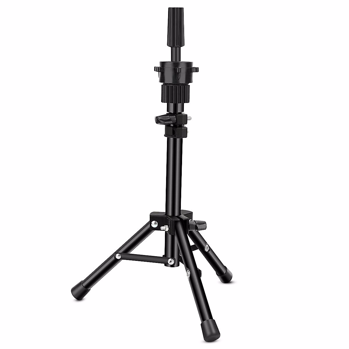 Mini Mannequin Head Stand Holder, Max Length 24 inch, Foldable Metal Adjustable Wig Tripod Stand, Hairdressing Manikin for Salon Hair Cosmetology Teaching Training Hair Extensions