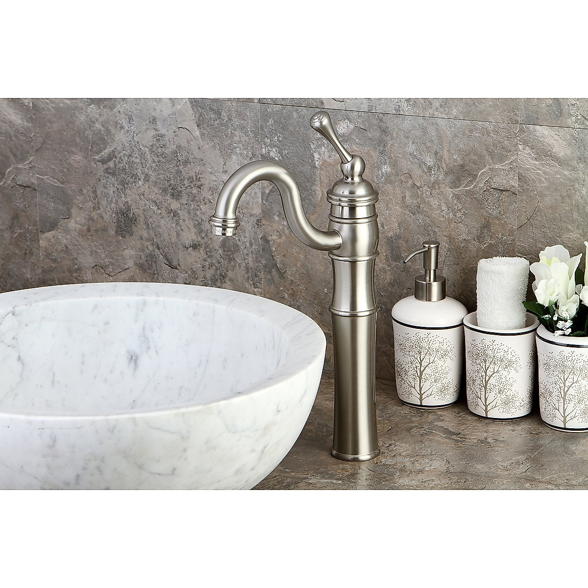 Kingston Brass KB3428BL Victorian Vessel Sink Faucet, Brushed Nickel