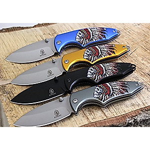 Buckshot Knives PBK221 Thumb Open Spring Assisted Tanto Cleaver Classic Wood Handle Pocket Knives (PBK221BK)