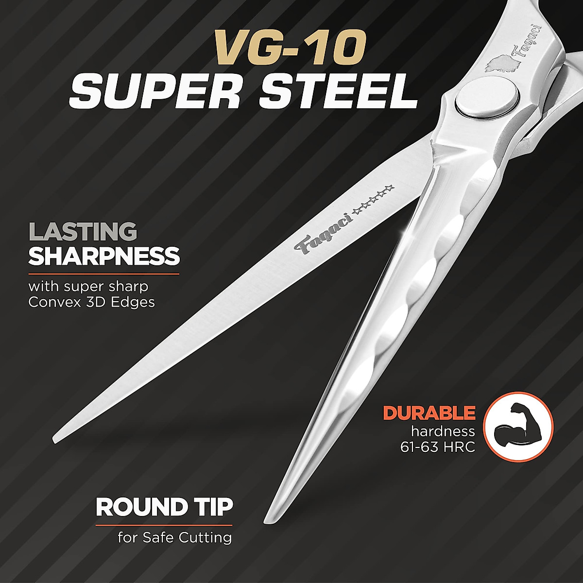 Professional Hair Scissors 6 Inch with Extremely Sharp Blades, VG10 Super Steel Hair Cutting Scissors, 3D Convex Edge, Super Durable, Smooth Motion & Fine Cut, Barber Scissors with Elegant Case…