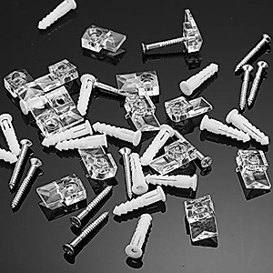 20 Pack Mirror Holder Clips Glass Retainer Clips Kit Mirror Hanging Kit Mirror Hanging Hardware with Screw and for Fixing Mirror Cabinet Door (Classic Style)