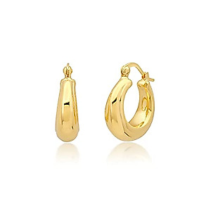 MAX + STONE 14k Yellow Gold Filled Lightweight Click Top .75" Chunky Round Polished Hoop Earrings