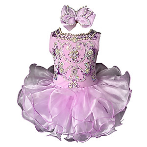 Jenniferwu G090 Infant Toddler Baby Newborn Little Girl's Pageant Party Birthday Dress Lilac Size 18-24M