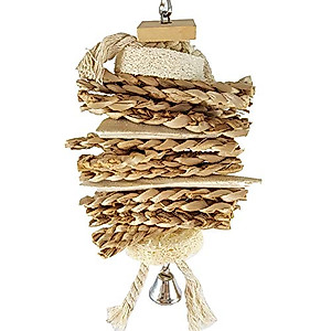 N/ hfjeigbeujfg Bird Toy,Parrot Cage Chewing Toys Loofah Cuttlebone Grass Parrot Budgies Cockatoo Parakeet Cockatiel Cage Bite Toy - Wood Color