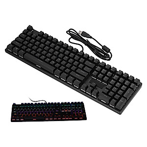 070 Keyboard Gaming Keyboard Portable USB Keyboard 108 Keys Multiple RGB Backlit Mechanical Computer Component Computer Keyboard (Black Shaft)
