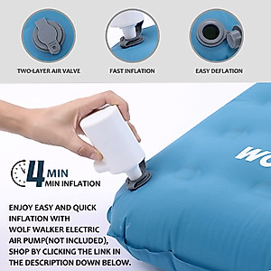 WOLF WALKER Double Sleeping Pad for Camping 2 Person Sleeping Pad Lightweight Camping Pad Air Mattress Portable Compact Self Inflating Waterproof 4 Inches Sleeping Mat for Hiking Traveling