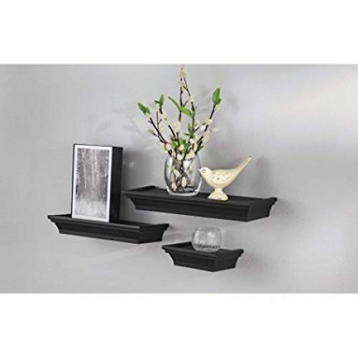 Mainstays 3 Piece Decorative Floating Shelves Includes Wall Mounting Hardware in Black Finish