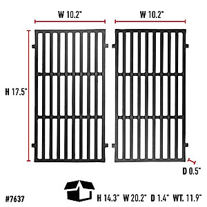 Weber Porcelain-Enameled Cooking Grates for Spirit 200 Series Gas Grills (2 Grates/pack) (17.5 x 10.2 x 0.5) , Black
