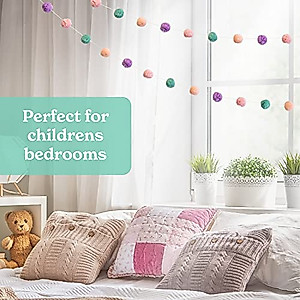 Easter Pom Pom Garlands (2 x 120 Inches - 40 Balls Each, 25mm Diameter) Colorful Pom Ball Decoration Strings with Pastel Rainbow Effect (4