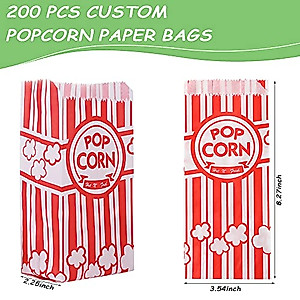 202 PCS Popcorn Machine Supplies Set - Aluminum Popcorn Scoop and Salt Shaker with Handle - 1 Oz Popcorn Bags Bulk (200 Count) for Theater Tools Supplies