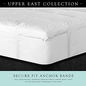 Upper East Collection 3 Inch Down Alternative Featherbed Mattress Topper - Ultra Plush 100% Long-Staple Cotton 3" Pillowtop Bed Topper/Pad - King