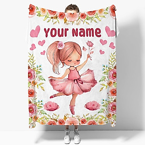 Personalized Blanket with Name Custom Ballet Dancer Custom Name Flannel Blanket Soft Throw Meaningful Gift for Toddlers Girls Boys Kids Pets Daughter Son 50 * 40" S for Kid