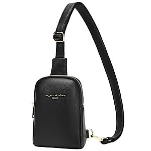Haytijoe Small Crossbody Sling Bag for Women Vegan Leather Fanny Packs Travel Bag (Black)