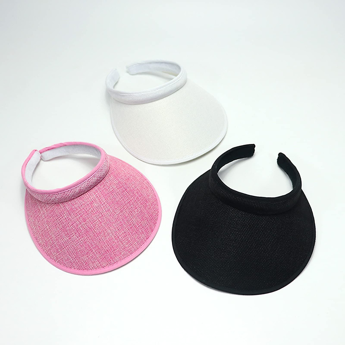 jecvxor Cloth Covered Slip-On Visor for Women, Adjustable Cap Sports Sun Visors for Men, Women's Clip On Golf/Tennis/Running Visor Hat (White)