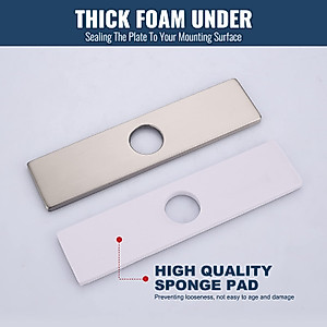 iVIGA 10" Sink Faucet Hole Cover Deck Plate for Bathroom & Kitchen Vanity Sink, Faucet Brushed Nickel Escutcheon Plate Stainless Steel Outside Faucet Cover Cap Rectangle Mixer Tap