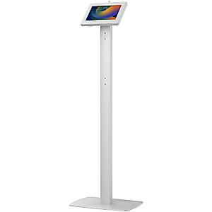 Thin Floor Stand – CTA Tall Standing 360° Kiosk Display Tablet Holder w/Charger Access & Lock for iPad Air 11" M2 (2024) - iPad Pro 11" M4 (2024) - iPad 10.2" & 9.7-11" Tablets - White (PAD-CHKW)