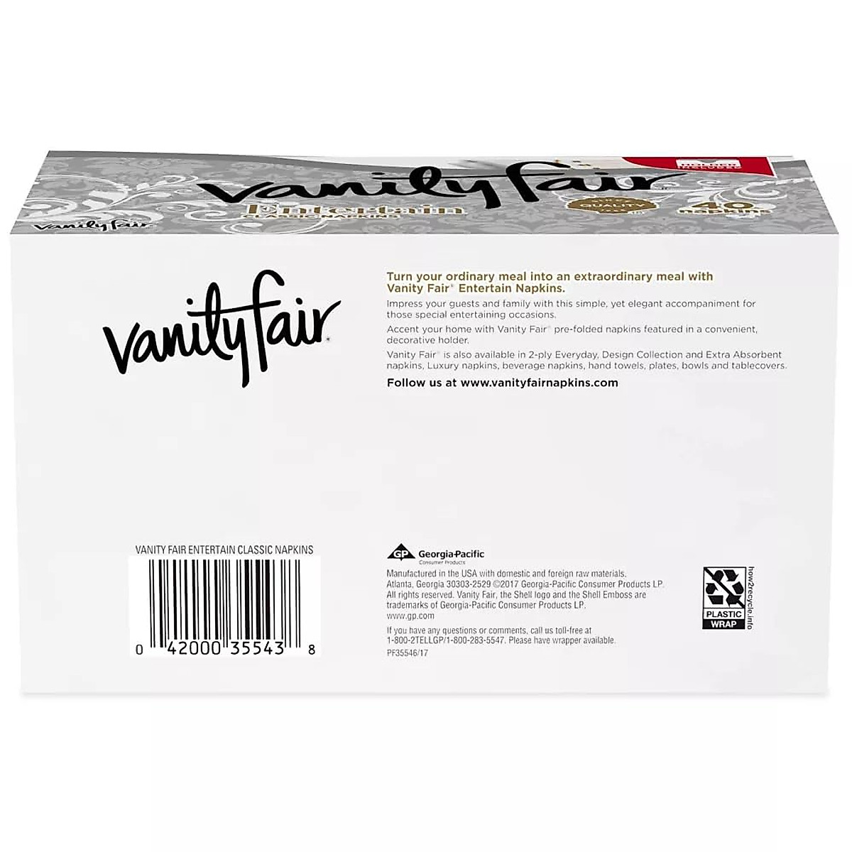 Vanity Fair Entertain Classic Napkins 2 pack (40 ct)