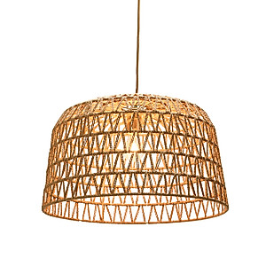 Creative Co-Op Open Weave Metal and Paper Rope Ceiling Light, Natural and Brushed Gold