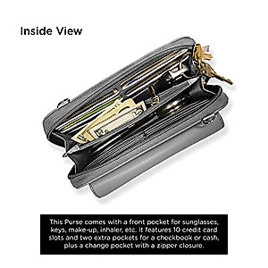 Save the Girls Captiva Touchscreen Purse with 10 Credit Card Slots and 2 Pockets Crossbody Smartphone Purse, Morning Mist Grey