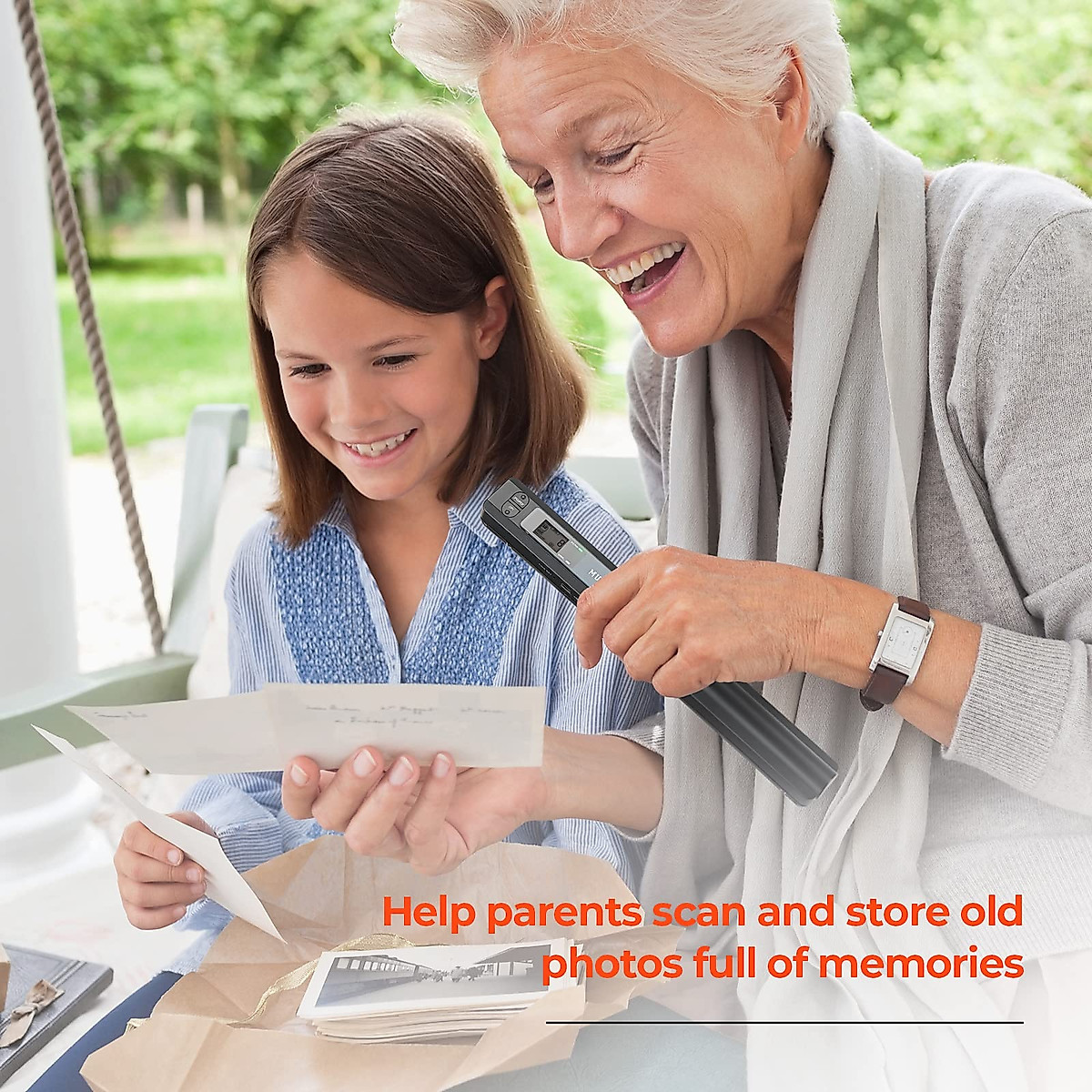 MUNBYN Portable Scanner, Photo Scanner for A4 Documents Pictures Pages Texts in 900 DPI, Flat Scanning, Include 16G SD Card, Wand Document Reader Uploads Images to Computer Via USB Cable, No Driver