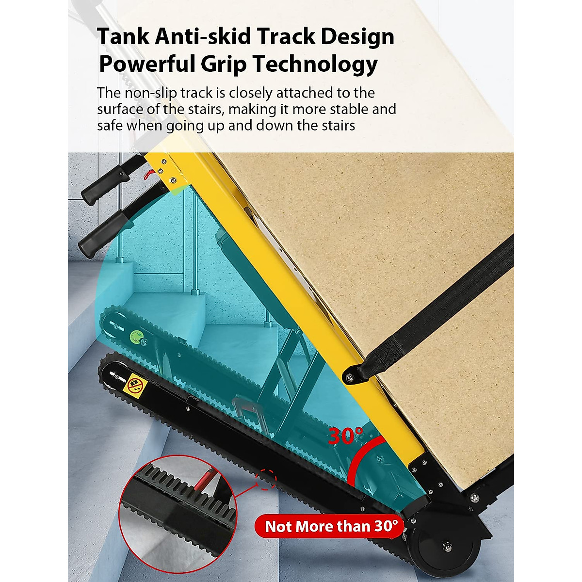 Electric Stair Climbing Hand Trucks Dolly Cart 440lbs Max Load 120W Power Heavy Duty Folding Stair Climber Moving Cart with Motor Battery 6 Wheels for Family Moving Warehouse Logistics Distribution