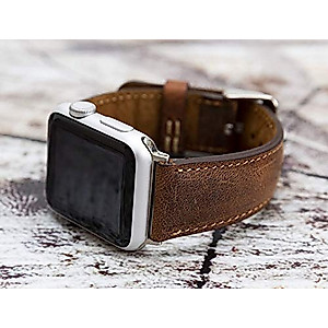 VENOULT iWatch Series 9, Ultra 2 Compatible Apple Watch Bands for Man or Women 49mm, 48mm, 47mm, 45mm, 44mm, 41mm, 40mm, Series 9-1 Dark Brown Genuine Leather Bull Strap, HANDMADE