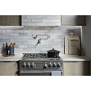 KOHLER 22066-VS Graze Wall-Mount Pot Filler, Pot Filler Faucet, Kitchen Sink Pot Filler Faucets, Vibrant Stainless