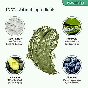 PLANTIFIQUE Korean Skin Care Detox Face Mask with Avocado & Superfoods - Clay Mask Dermatologist Tested, Hydrating Mud Mask for Face and Body - Vegan Face Masks Skincare 3.4 Oz/100ml