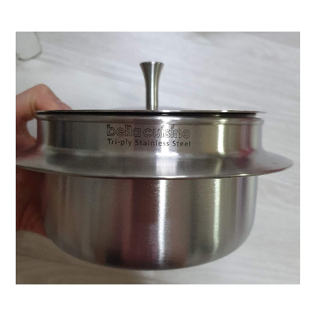 Bella cuisine Korean Earthen Pot(TTukbaegi), Stainless Steel Stock Pot with Lid Enable Induction, Cooking Pot HEALTHY COOKWARE Stockpots