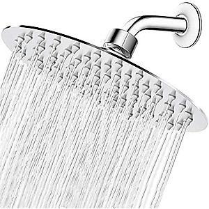 High Pressure Shower Head, 8 Inch Rain Showerhead, Ultra-Thin Design- Pressure Boosting, Awesome Shower Experience, NearMoon High Flow Stainless Steel Rainfall Shower Head (Chrome Finish)