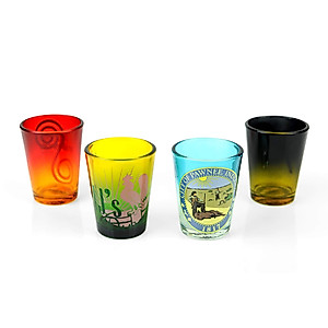 Surreal Entertainment Parks and Recreation Location Logos 4 Piece Shot Glass Set