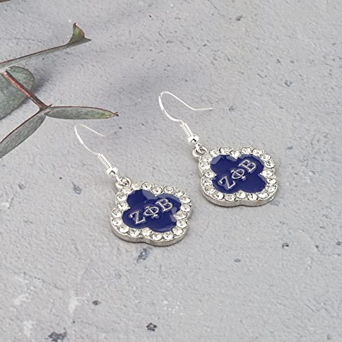 BAUNA Sorority Jewelry Rhinestone Earring Beaded Bracelet Zeta Greek Gift Women Necklace (Rhinestone Earring)