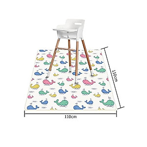 Splat Mat for Under High Chair 43.3″, Waterproof Easy Cleaning Anti Slip Spill Mat for Art/Crafts/Playtime on Floor or Table, Eating Mess Mat for Floor Protector