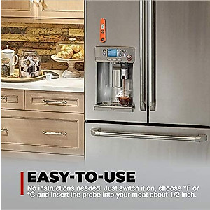 TINOLA Digital Instant Read Meat Thermometer for Meat Poultry Fish Cooking in Frying Pan Smoker Oven BBQ Grill Candy Thermometer (Orange)