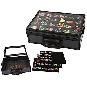 Forged Dice Co. Dice Display Case and Rolling Tray with 3 Removable Divided Dice Trays - Storage Box Holds up to 720 Metal or Plastic Polyhedral Dice Sets - Great for Dice Collectors or RPG D&D Games