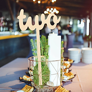 Tinksky 12pcs One-Twelve Wooden Table Numbers on Sticks for Wedding Party Decoration