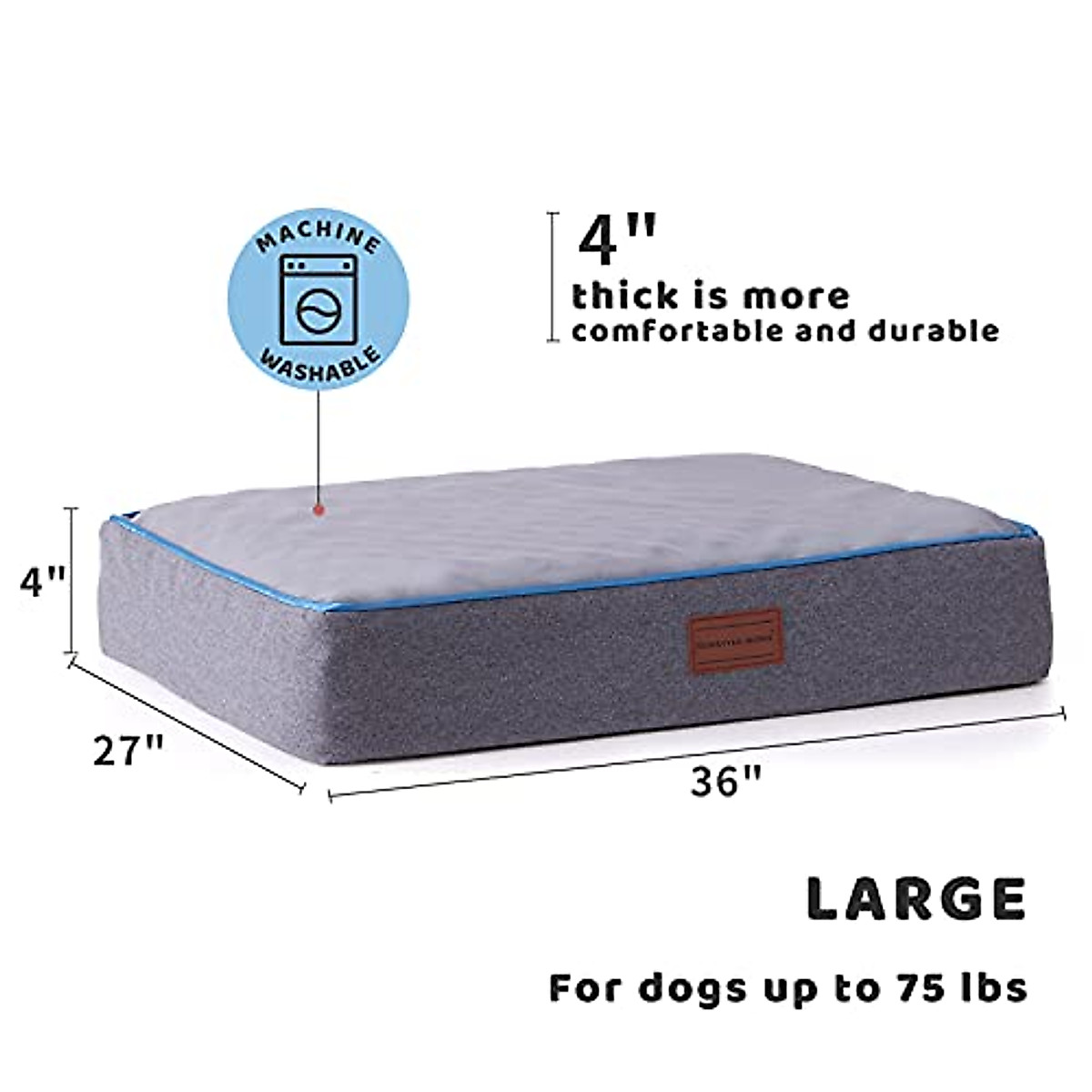 SunStyle Home Dog Bed for Large Dog Bed Small Dog Bed L Dog Bed Up to 50/75/100lbs Orthopedic Egg Crate Foam