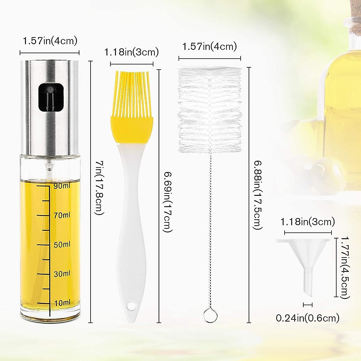 Glass Olive Oil Sprayer Mister Oil Vinegar Spritzer Olive Oil Spray Bottle for Kitchen Oil Sprayer for Cooking/Salad/Barbecue