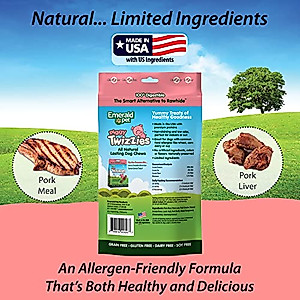 Emerald Pet Twizzies Rawhide Free 100% Digestible Natural Dog Lasting Chew Treats, Made in USA, Size 9 Piggy Pig Multipack