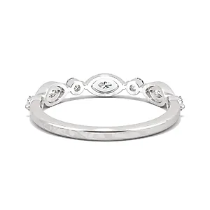14K White Gold Moissanite by Charles & Colvard 4x2mm Marquise Milgrain Band-size 6 0.33cttw DEW
