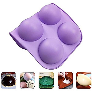 2 Pack 6-Cavity Semi Sphere Silicone Mold, Baking Mold for Making Hot Chocolate Bomb, Cake, Jelly, Dome Mousse (Purple)