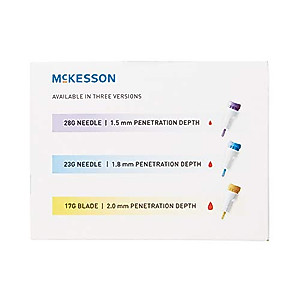 McKesson Safety Lancets, Sterile, Push-Button, 23 Gauge Needle, 1.8 mm, 100 Count, 1 Pack